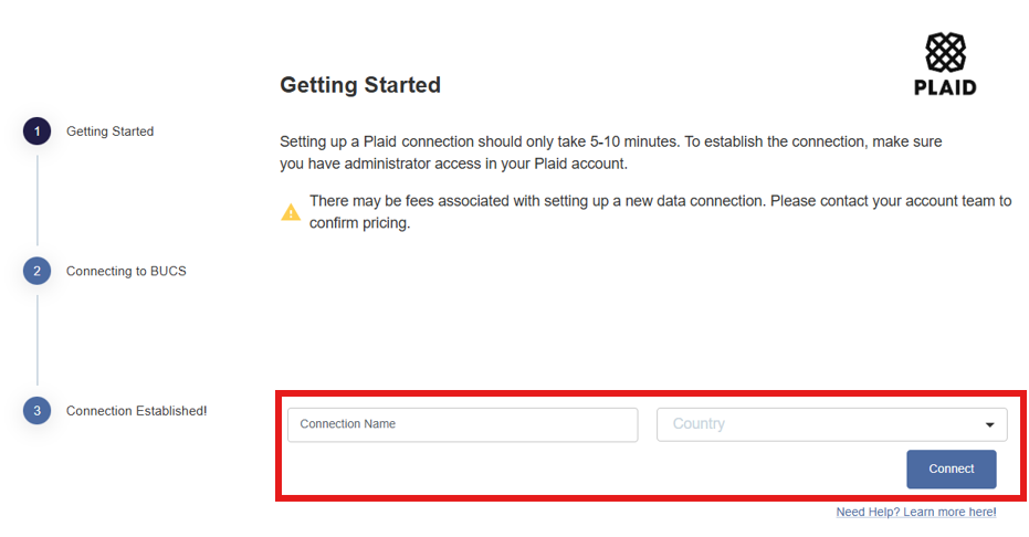 Plaid Data Connection Setup