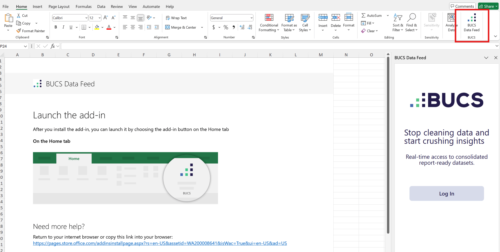 Install the BUCS Excel Add-in